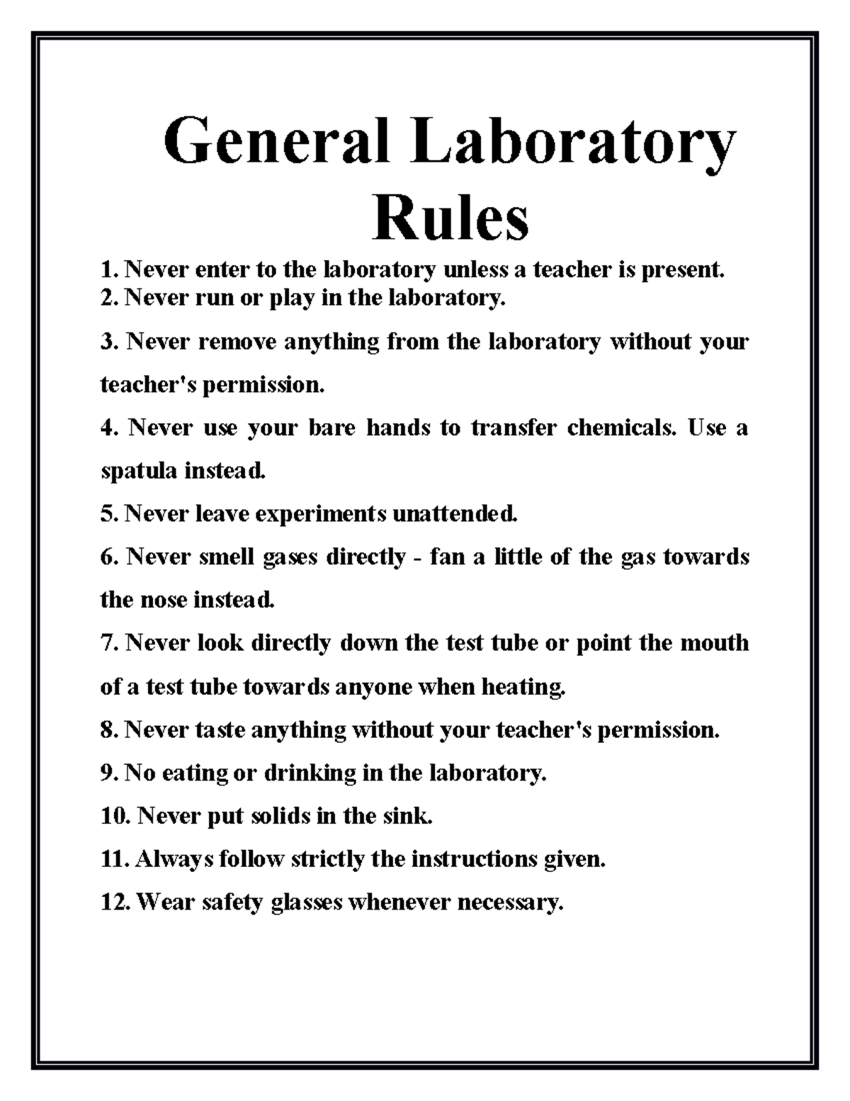 General Laboratory Rules - General Laboratory Rules Never enter to the ...