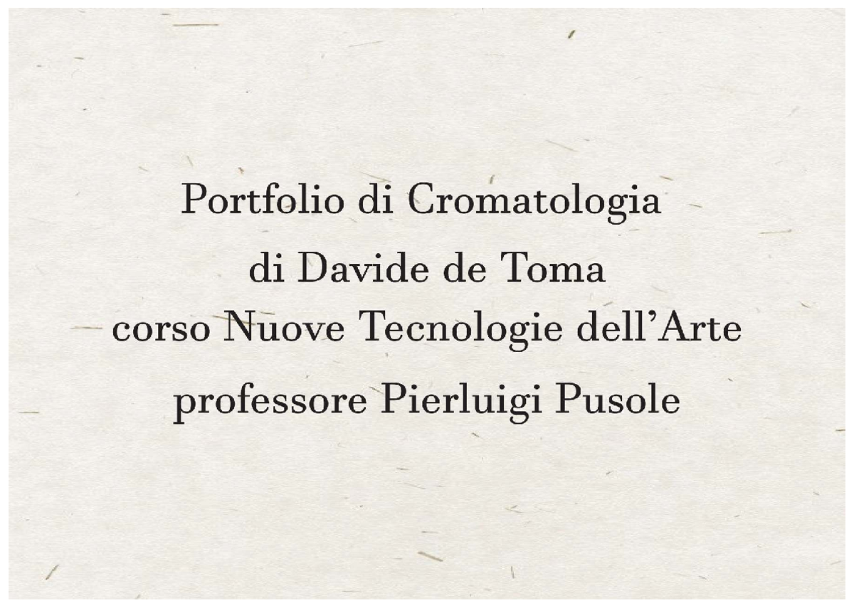 Cromatologia: Portfolio Fotografico - Esame Finale Corso Nuove ...