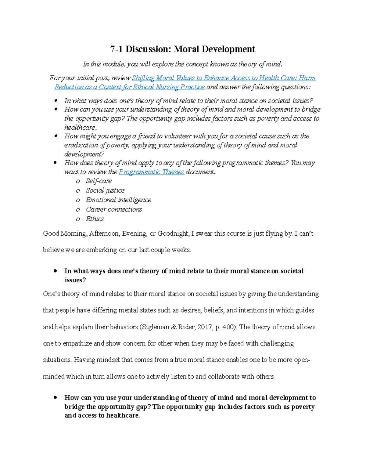 2-1 Discussion Schema Development - For your initial post, review ...