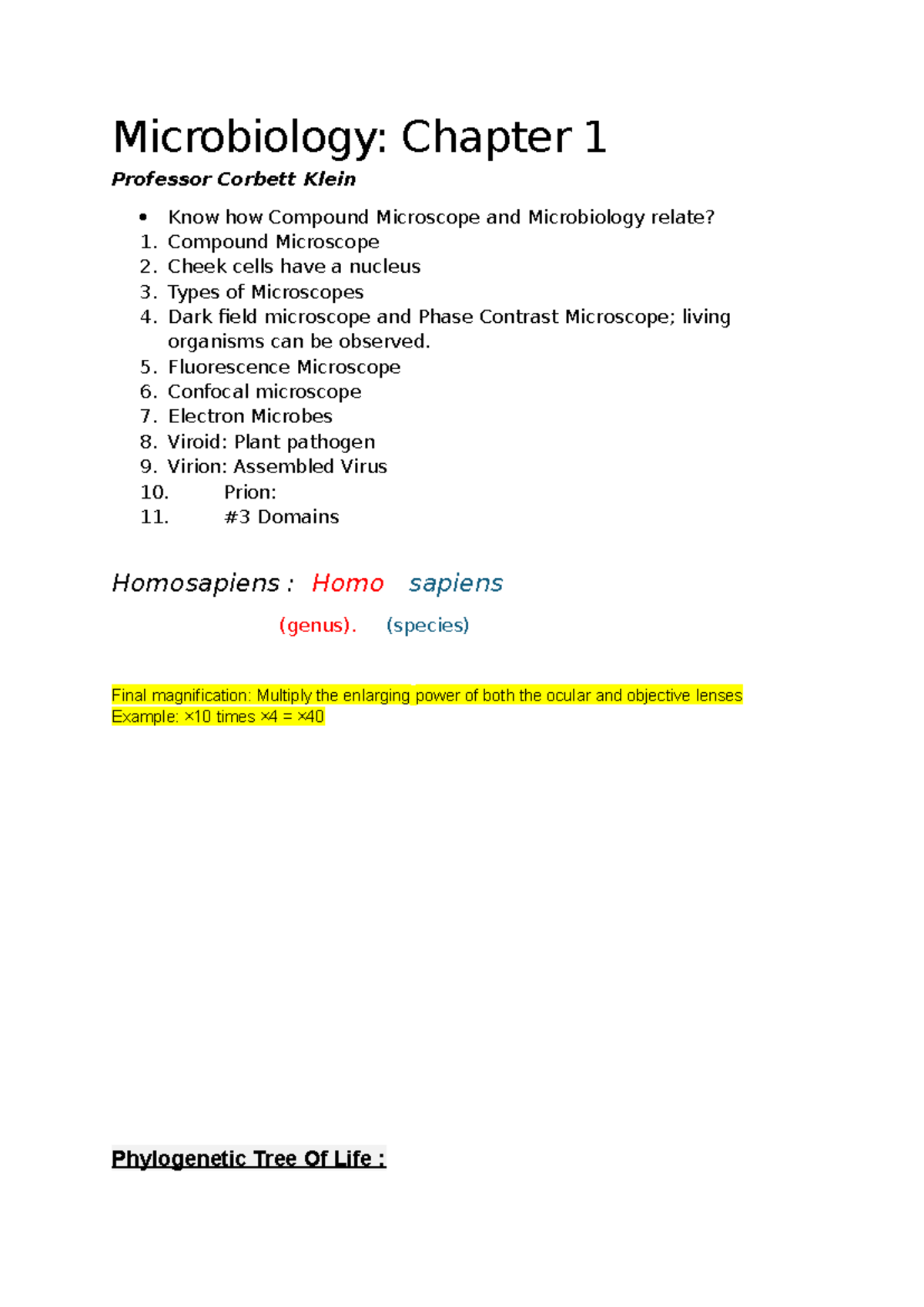 Microbiology - PRACTICE MATERIAL CHAPTER 1 - Microbiology: Chapter 1 ...