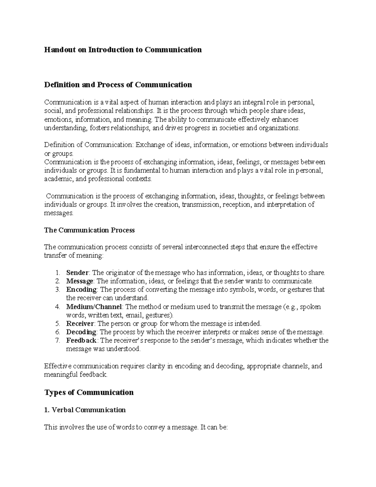 GST Lecture Notes: Intro to Communication & Its Processes - Studocu