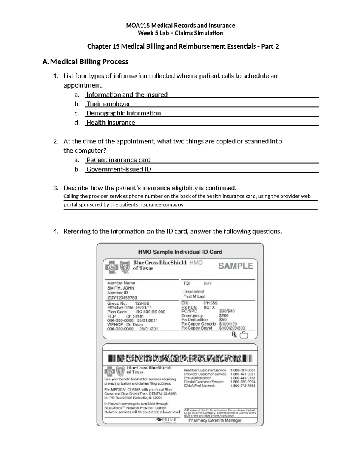 MOA115 Week 5 Lab: Medical Billing & Claims Simulation Essentials - Studocu