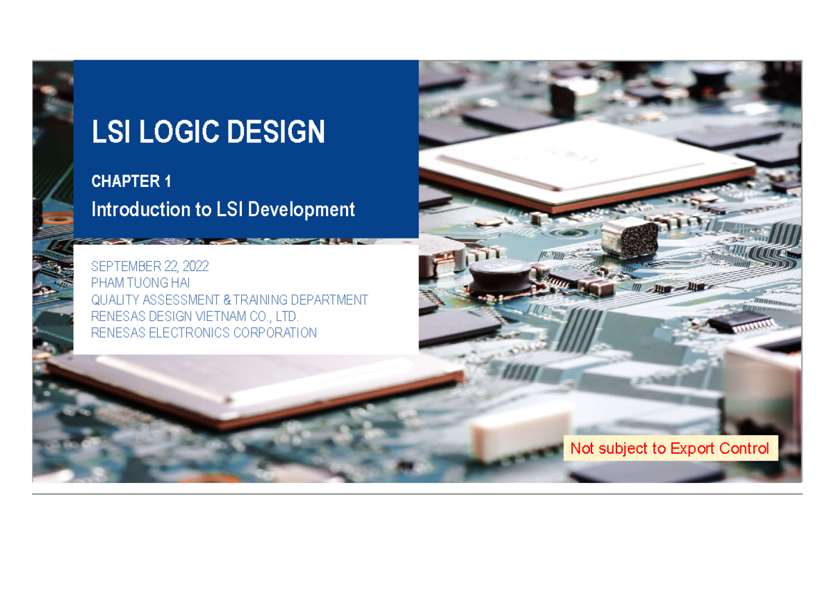LSI Logic Design: Chapter 1 - Introduction to LSI Development - Studocu