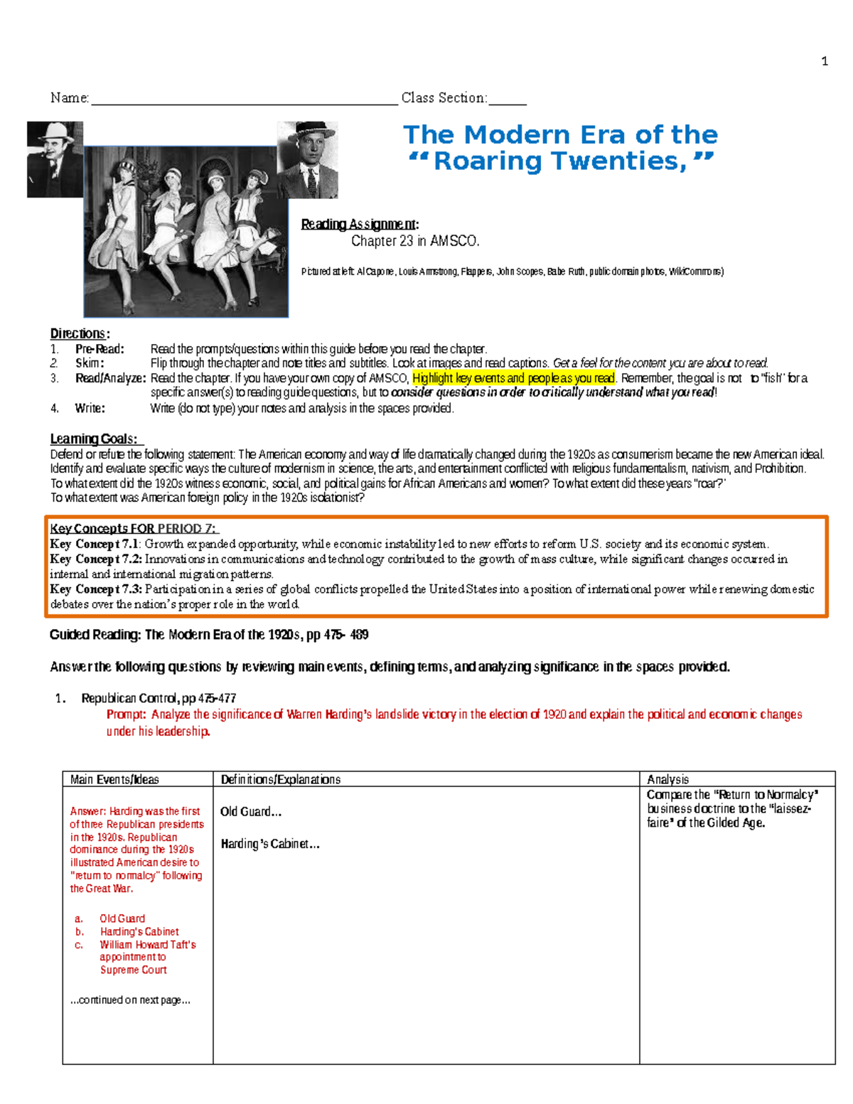 APUSH CH23: The Modern Era - 1920s Cultural & Political Changes - Studocu