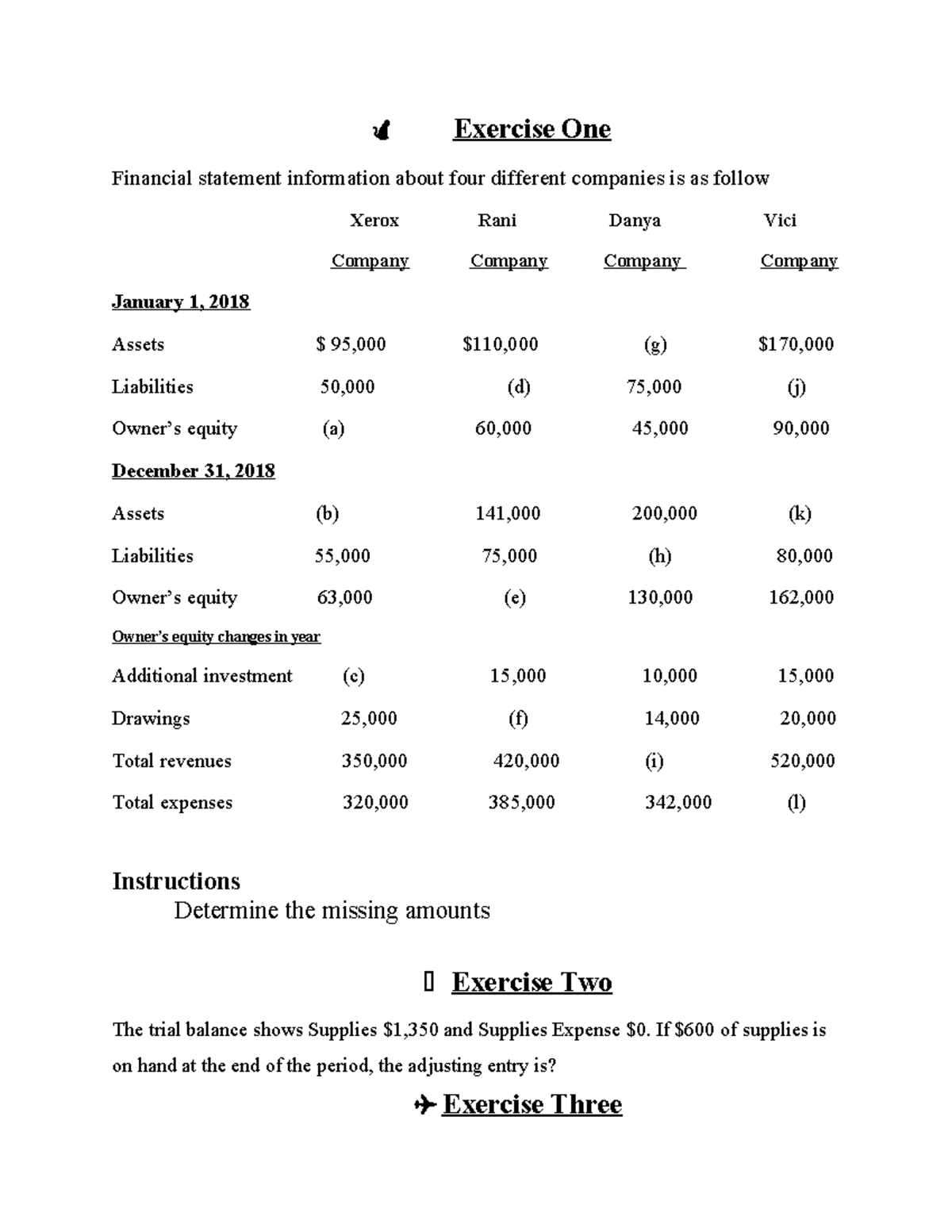 Exercise 1 - Advanced Financial Accounting (AcFn 3201) - Edit ...