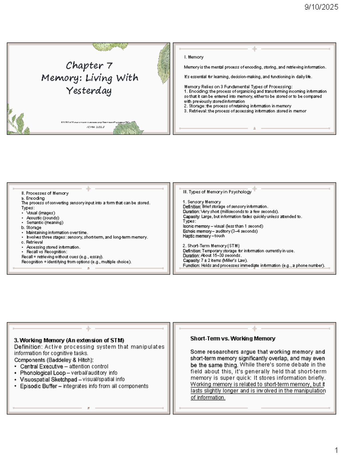 Chapter 7: Memory Theories & Techniques for Improved Recall (PSY 2025 ...