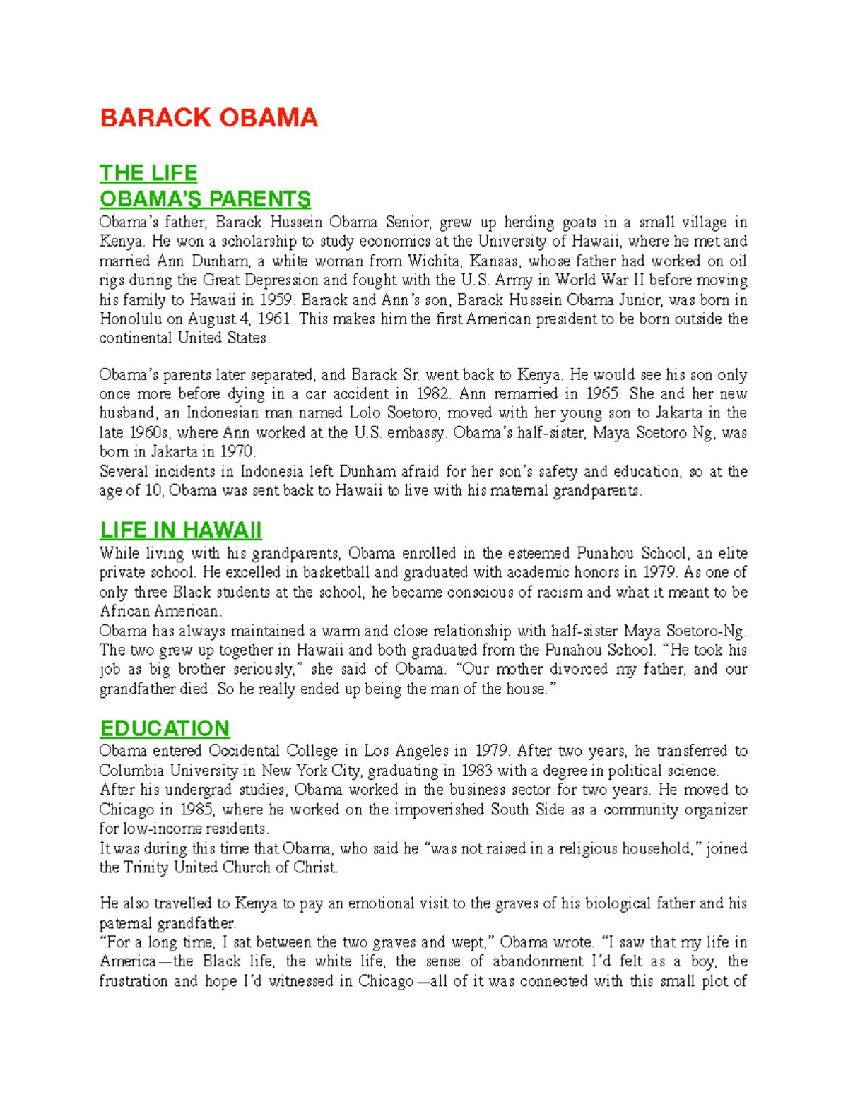 Barack Obama: The Life and Legacy of the 44th President - Studocu