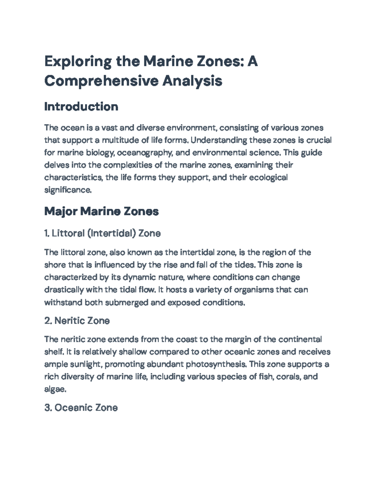 Marine Zones Overview: Analyzing Ocean Ecosystems and Biodiversity ...