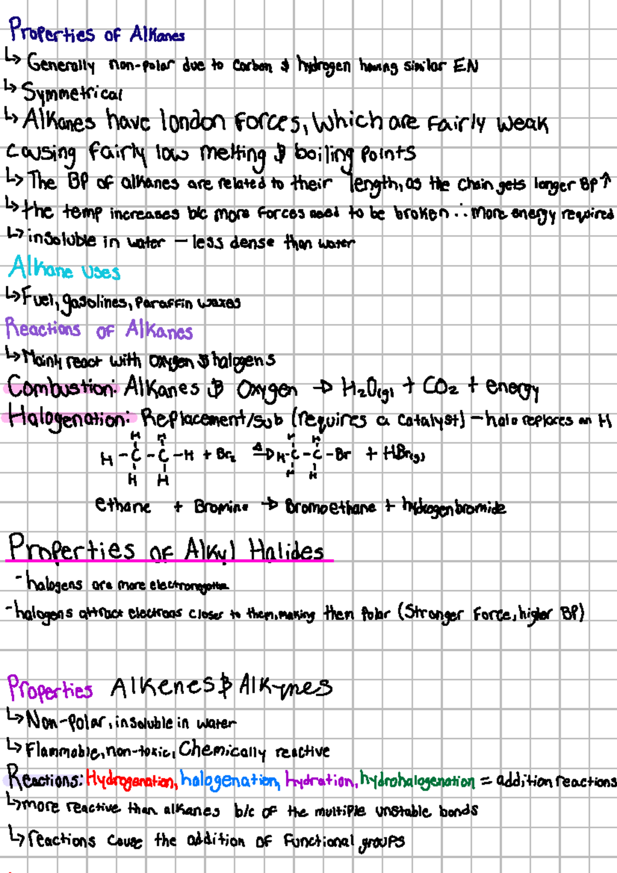 Properties of Alkanes, Alkenes, and Alcohols - Notes (Chem 101) - Studocu