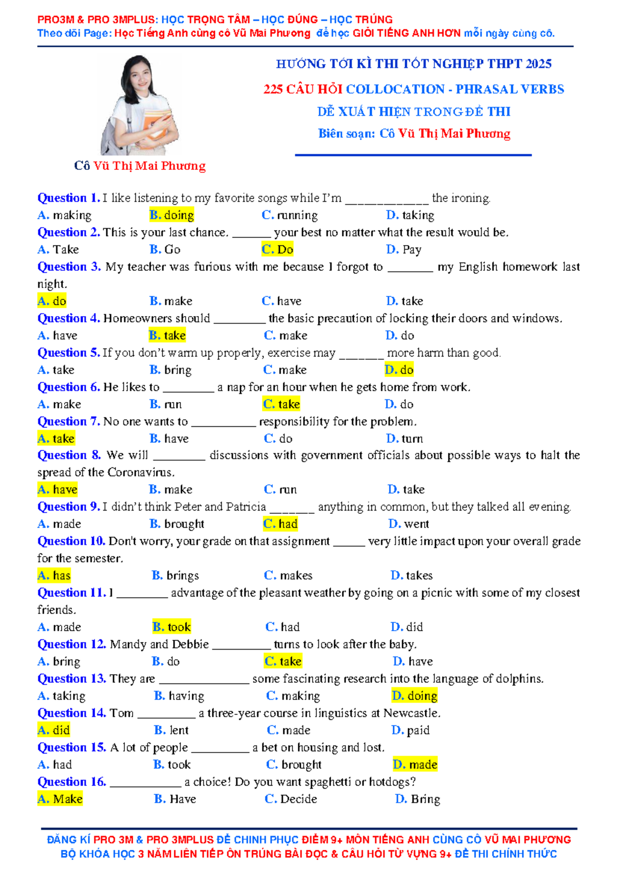 PRO3M PRO 3MPLUS: 225 CÂU HỎI COLLLOCATION VÀ PHRASAL VERBS ÔN THI THPT ...