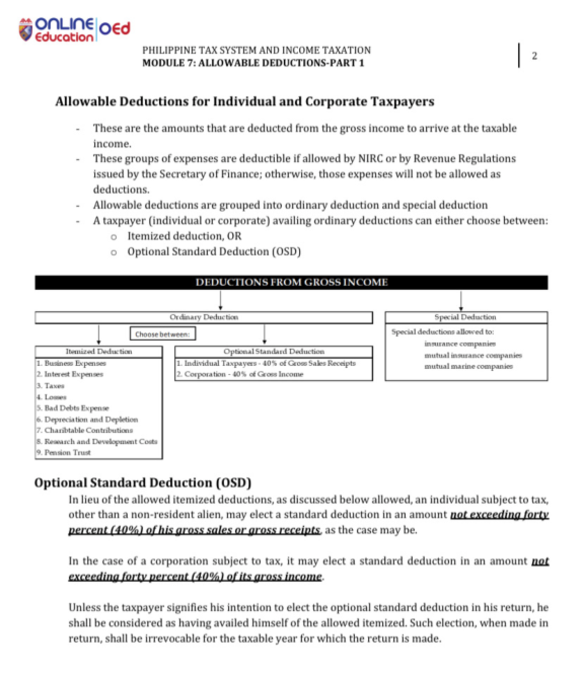 Module 7 - Philippine Tax System and Income Taxation - Studocu