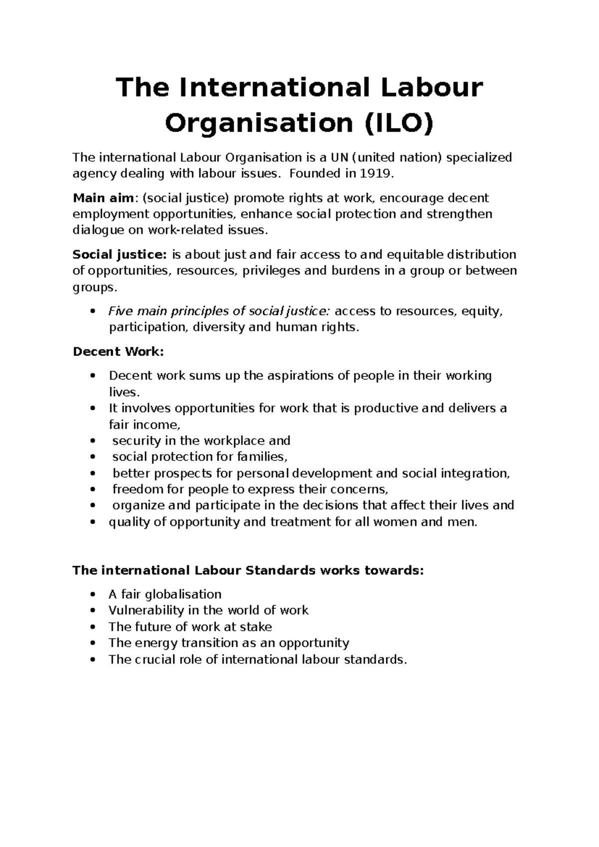 Comprehensive Overview of the International Labour Organization (ILO ...