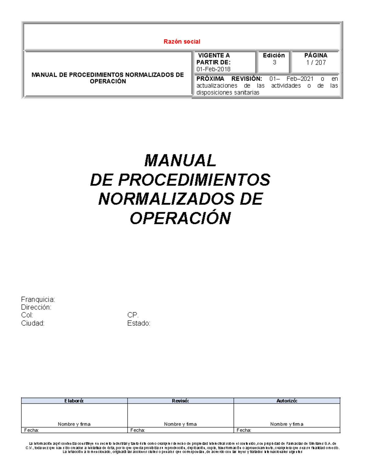 Manual de Procedimientos Normalizados de Operación PNO - Ed. 3 - Studocu