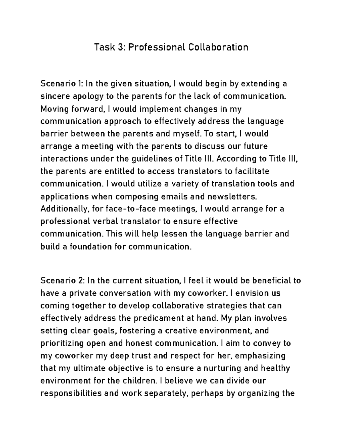 TASK 3 PASSED!!!! - Task 3: Professional Collaboration Scenario 1: In ...