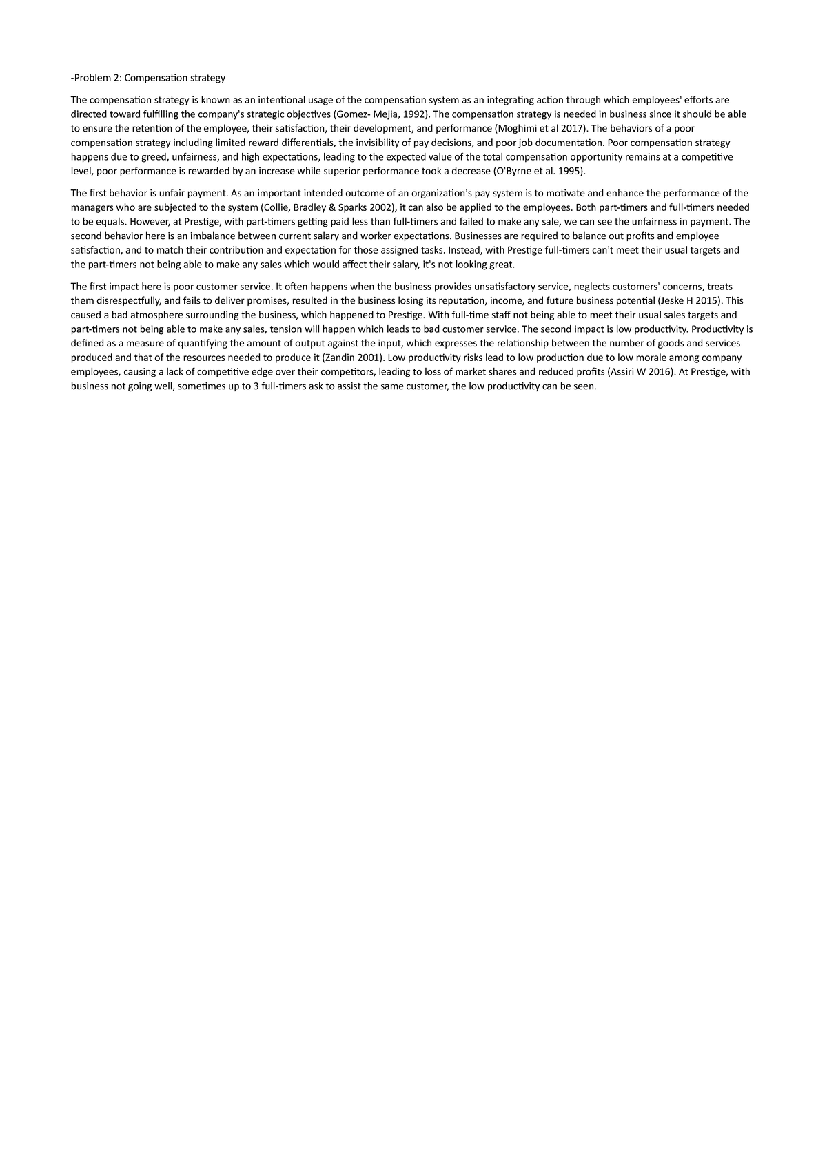 Problem 2 - This is assignment -Problem 2: Compensation strategy The ...