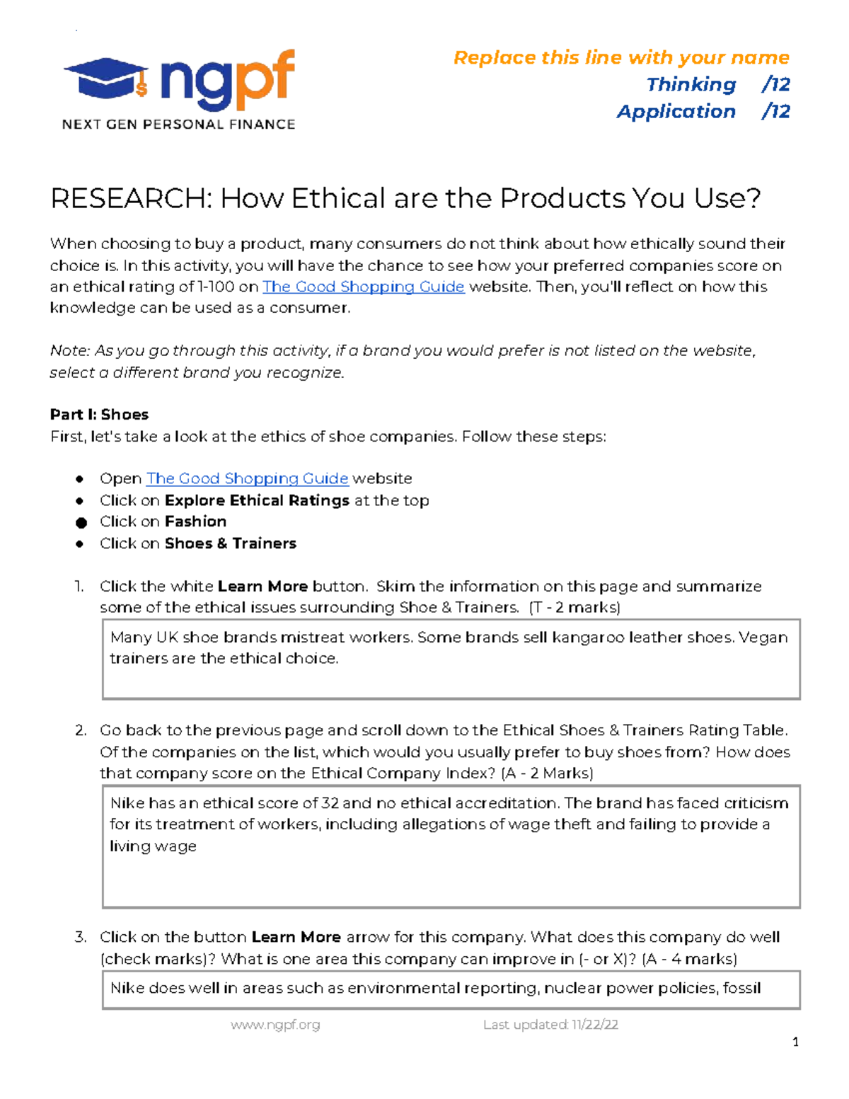 RESEARCH: Evaluating Product Ethics in Consumer Choices - Studocu