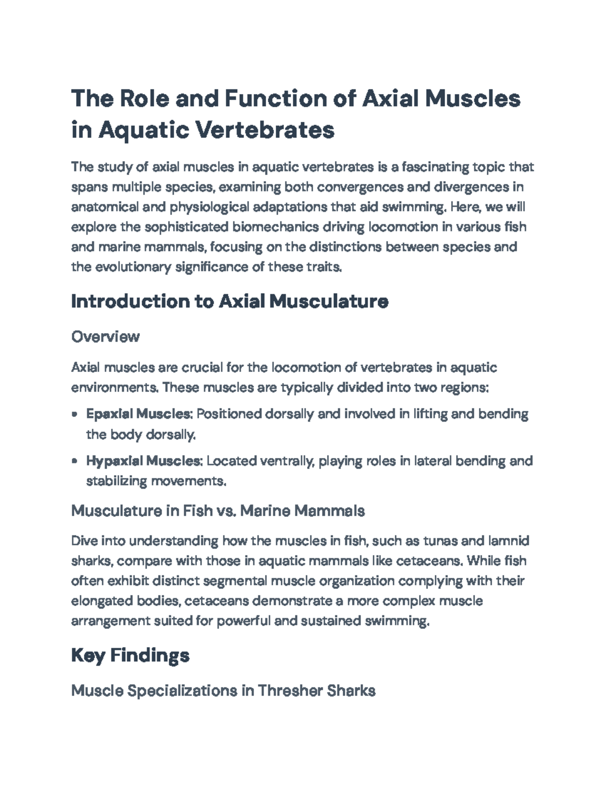 The Role and Function of Axial Muscles in Aquatic Vertebrates Examined ...