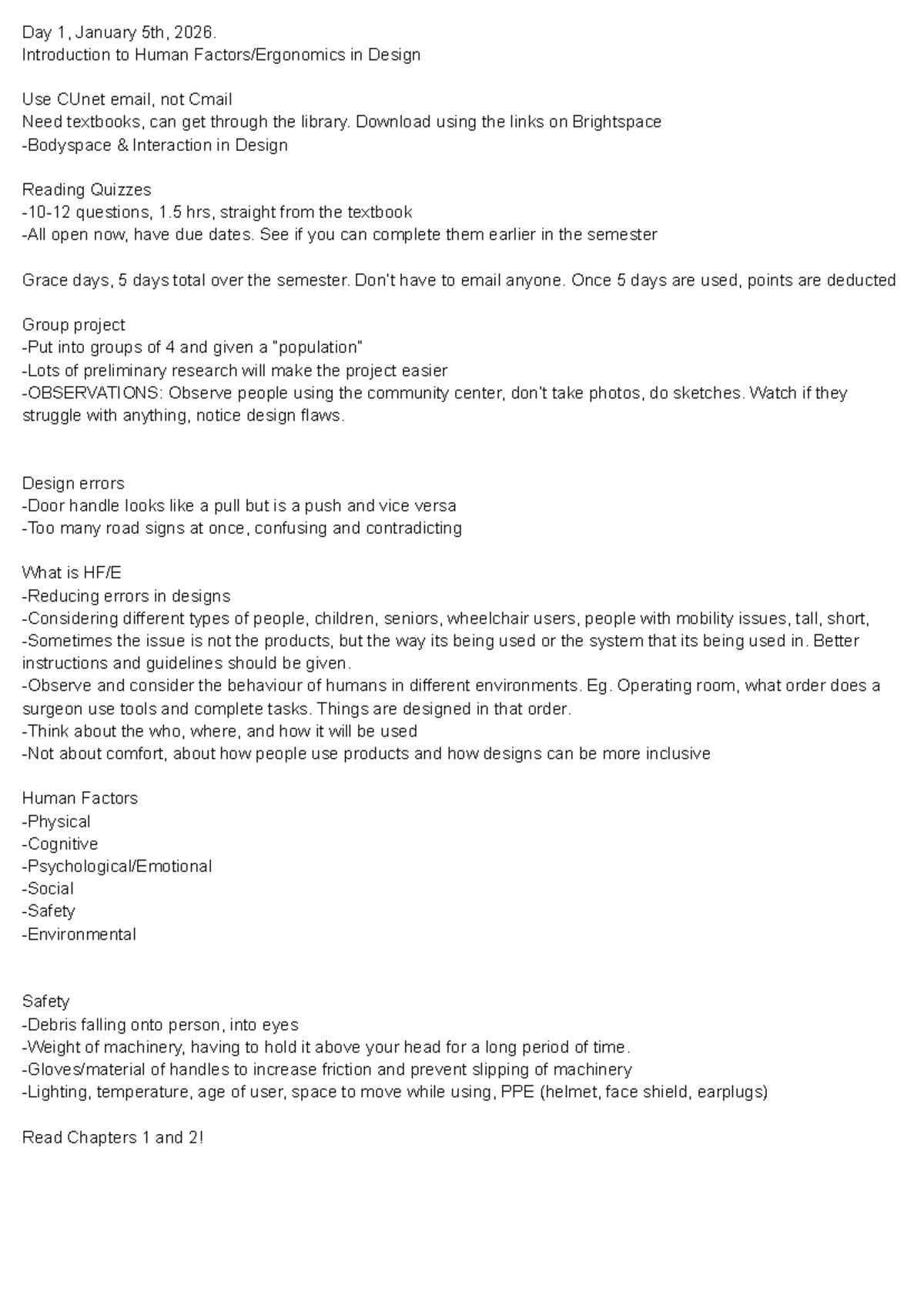 Human Factors & Ergonomics in Design: Introductory Notes (CUnet) - Studocu