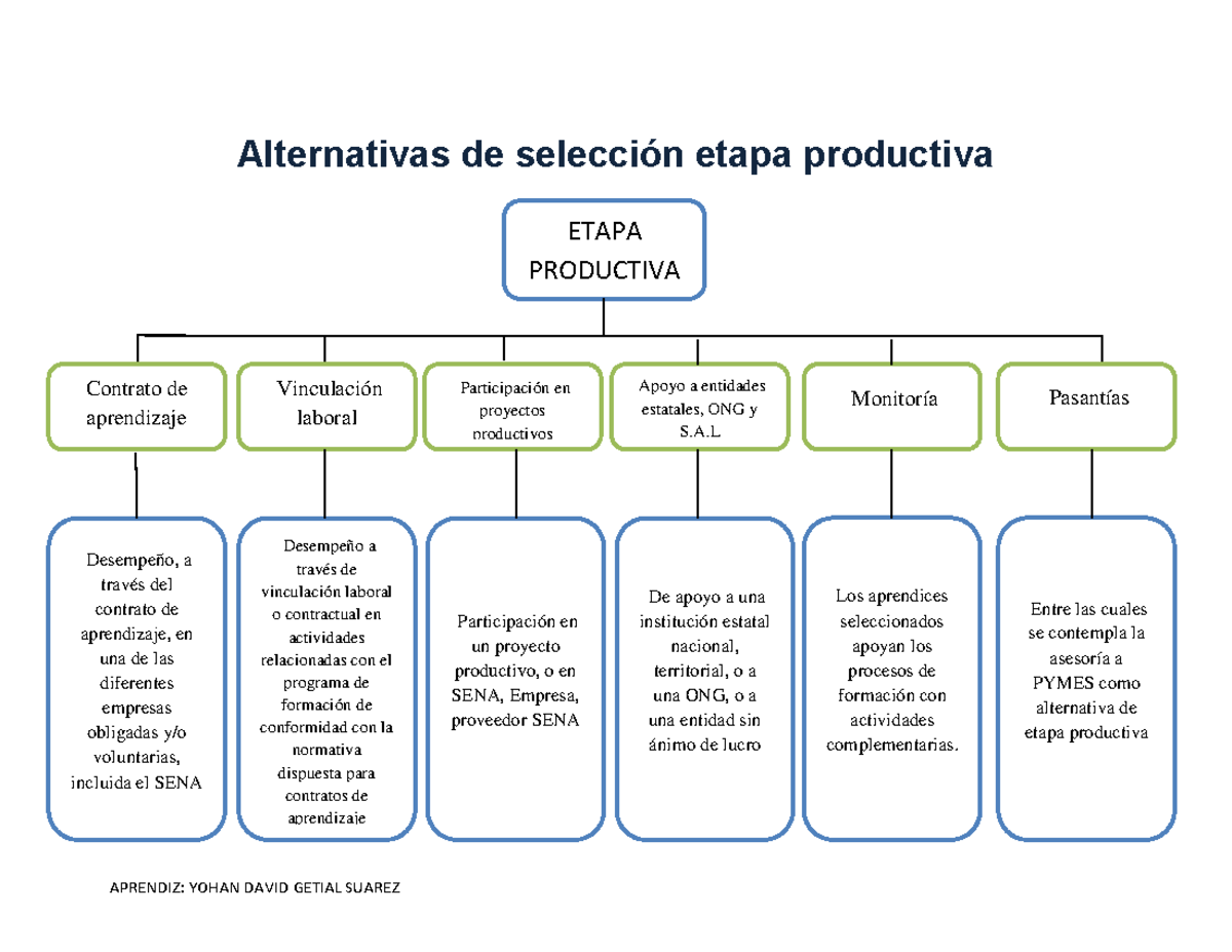 Cuadro sinóptico sobre las alternativas de la etapa productiva ...