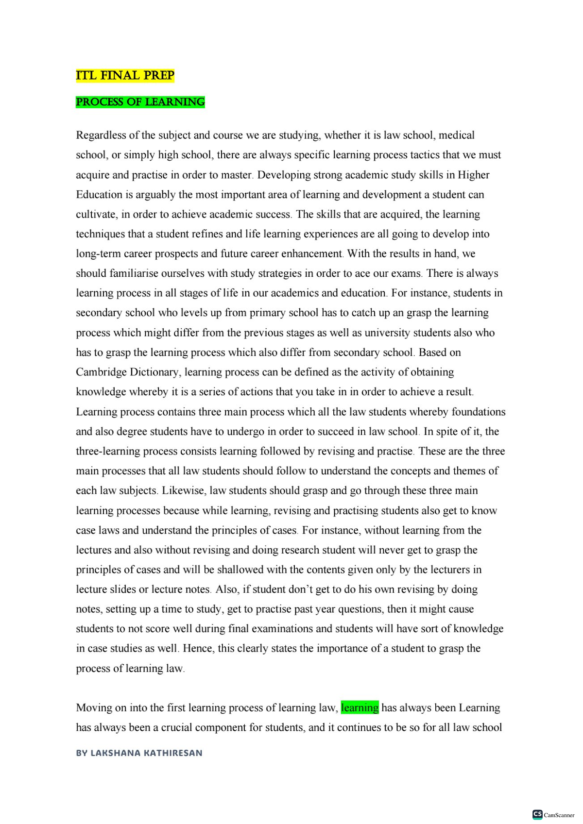 ITL Final Exam Prep - Essay Revision Guide - Studocu