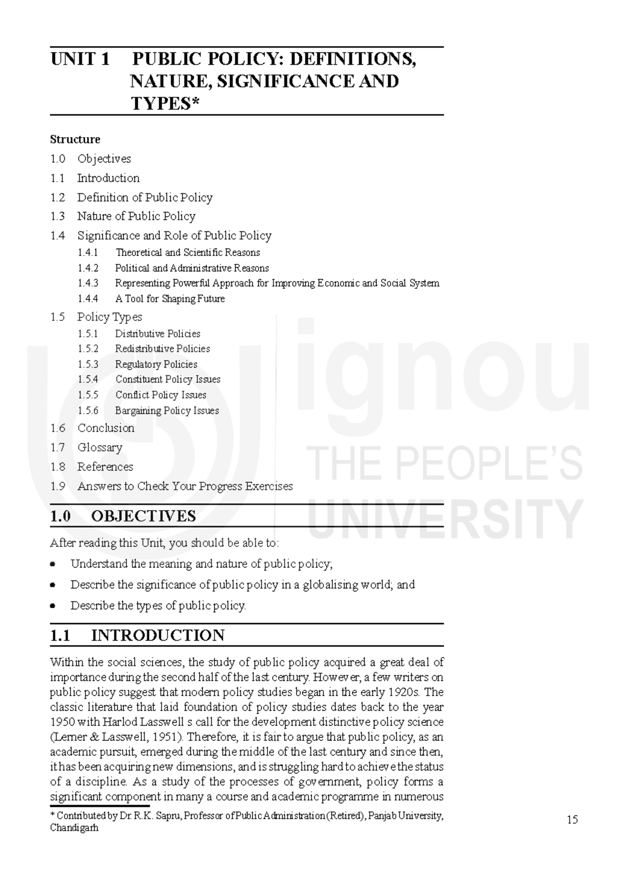 UNIT 1: PUBLIC POLICY - DEFINITIONS, NATURE, SIGNIFICANCE & TYPES - Studocu
