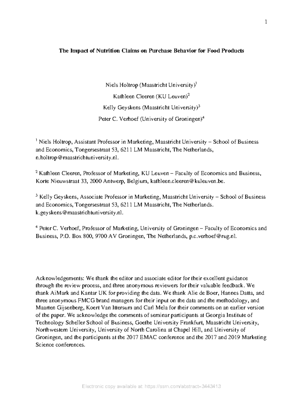 The Impact of Nutrition Claims on Consumer Purchase Behavior (MKTG 101 ...