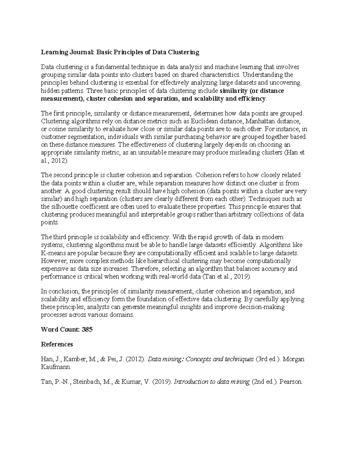 Learning Journal: Principles of Data Clustering (Unit 3) - Studocu