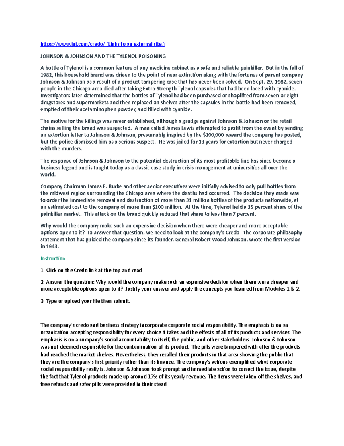 2.3.2.3 Assignment- REAL World Application Johnson & Johnson - jnj ...