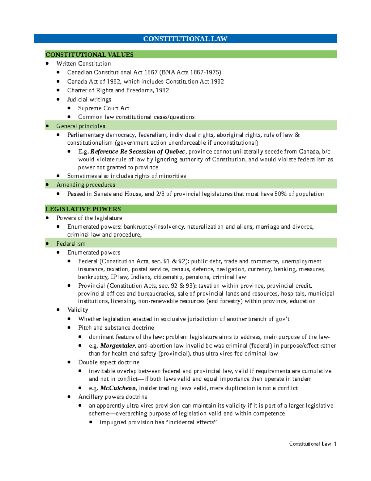 Outline - Con Law NCA: Key Concepts in Canadian Constitutional Law ...