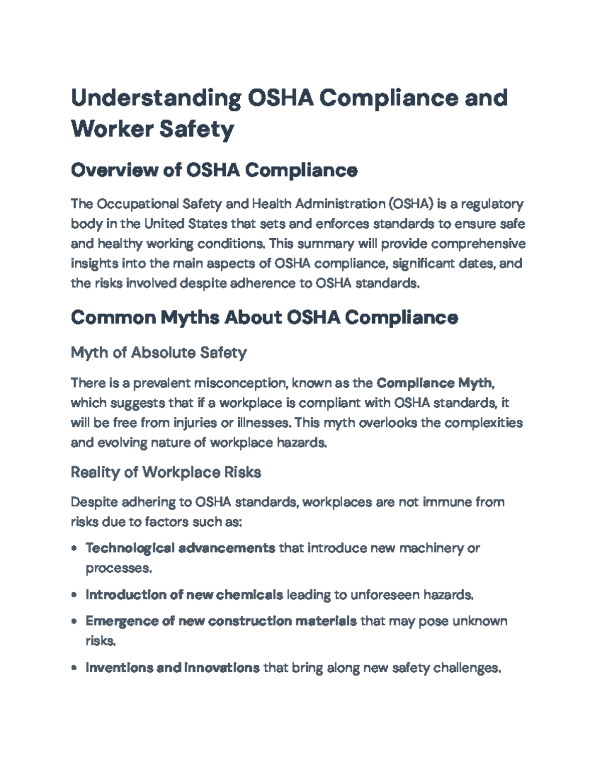 OSHA Compliance & Worker Safety: Myths, Risks, & Key Strategies - Studocu