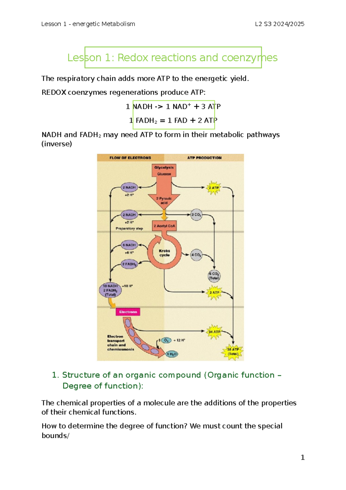 Chapter 1 - energetic metabolism - Lesson 1: Redox reactions and ...