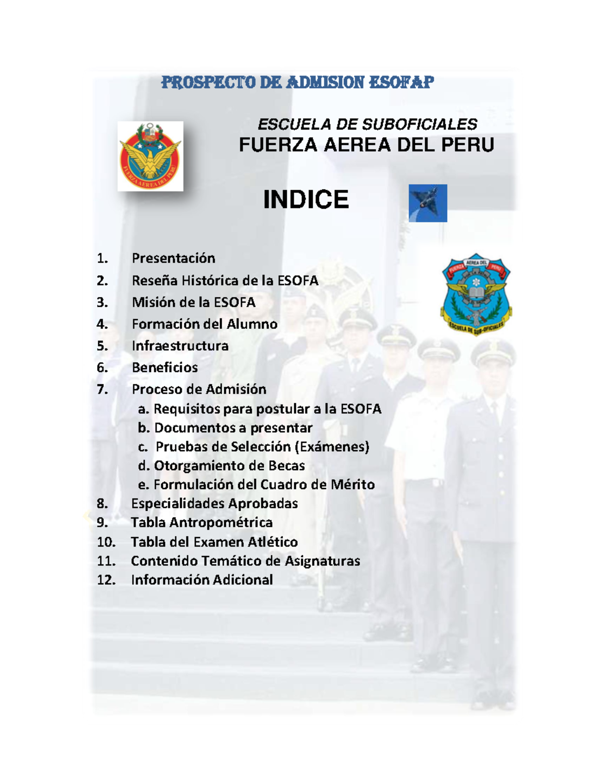 Prospecto- Esofap - PROSPECTO DE ADMISION ESOFAP ESCUELA DE ...