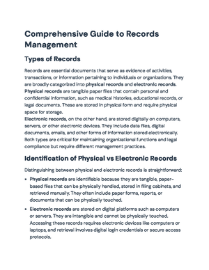 Comprehensive Overview of the Records Life Cycle (RLC) Management - Studocu