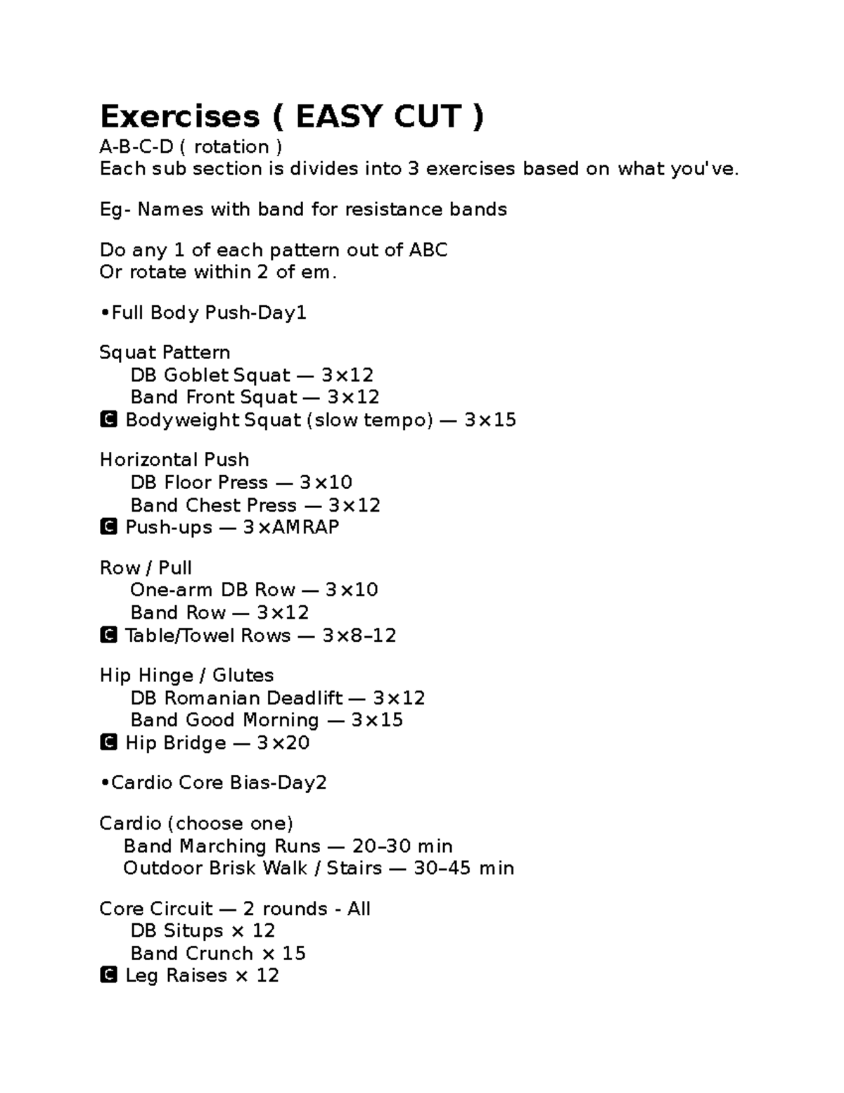 Exercises (EASY CUT) - Resistance Band & Bodyweight Routine - Studeersnel