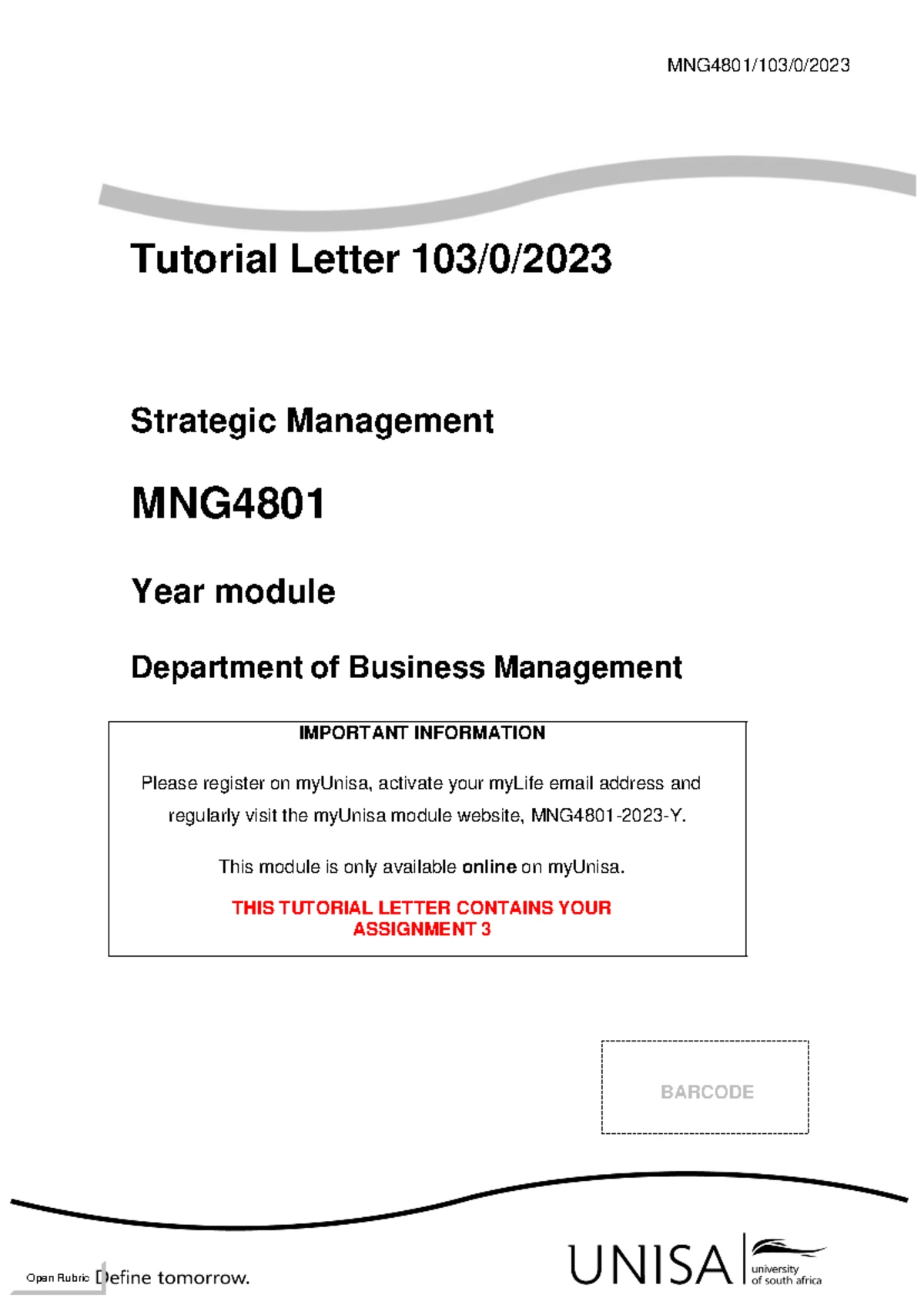 Tutorial letter 104 2022 Assignment 3 - MNG4801/104/0/ Tutorial Letter ...