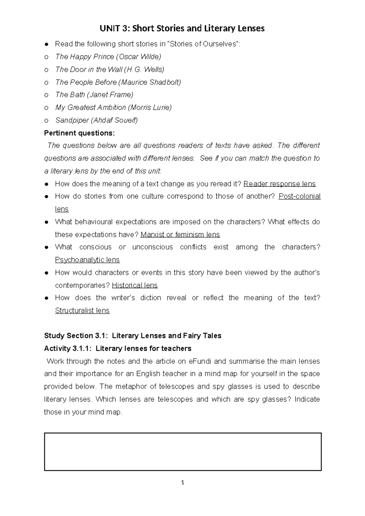 Unit 3: Short Stories & Literary Lenses - Analysis & Insights for 2025 ...