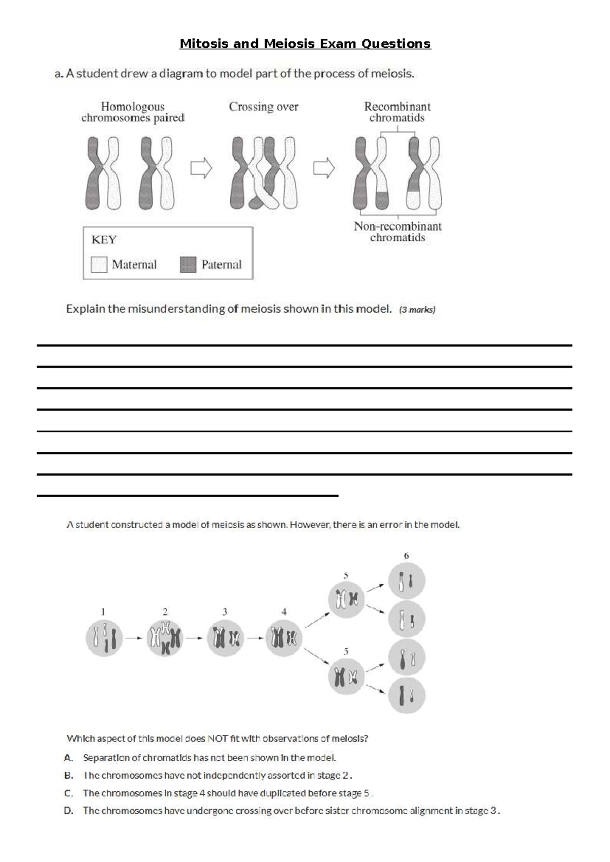 Mitosis and Meiosis Exam Questions - Biology 101 Final Exam Prep ...