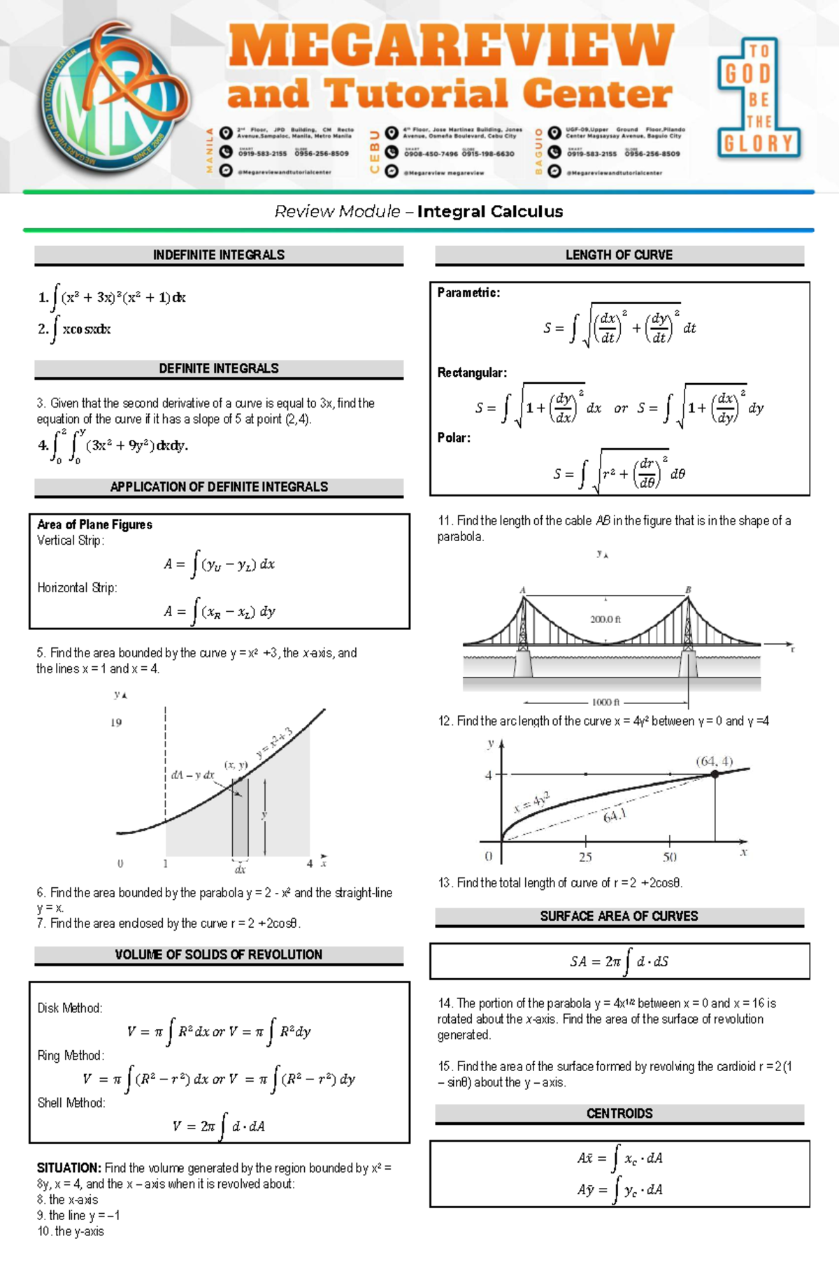 Review Module 06: Integral Calculus Concepts and Applications - Studocu
