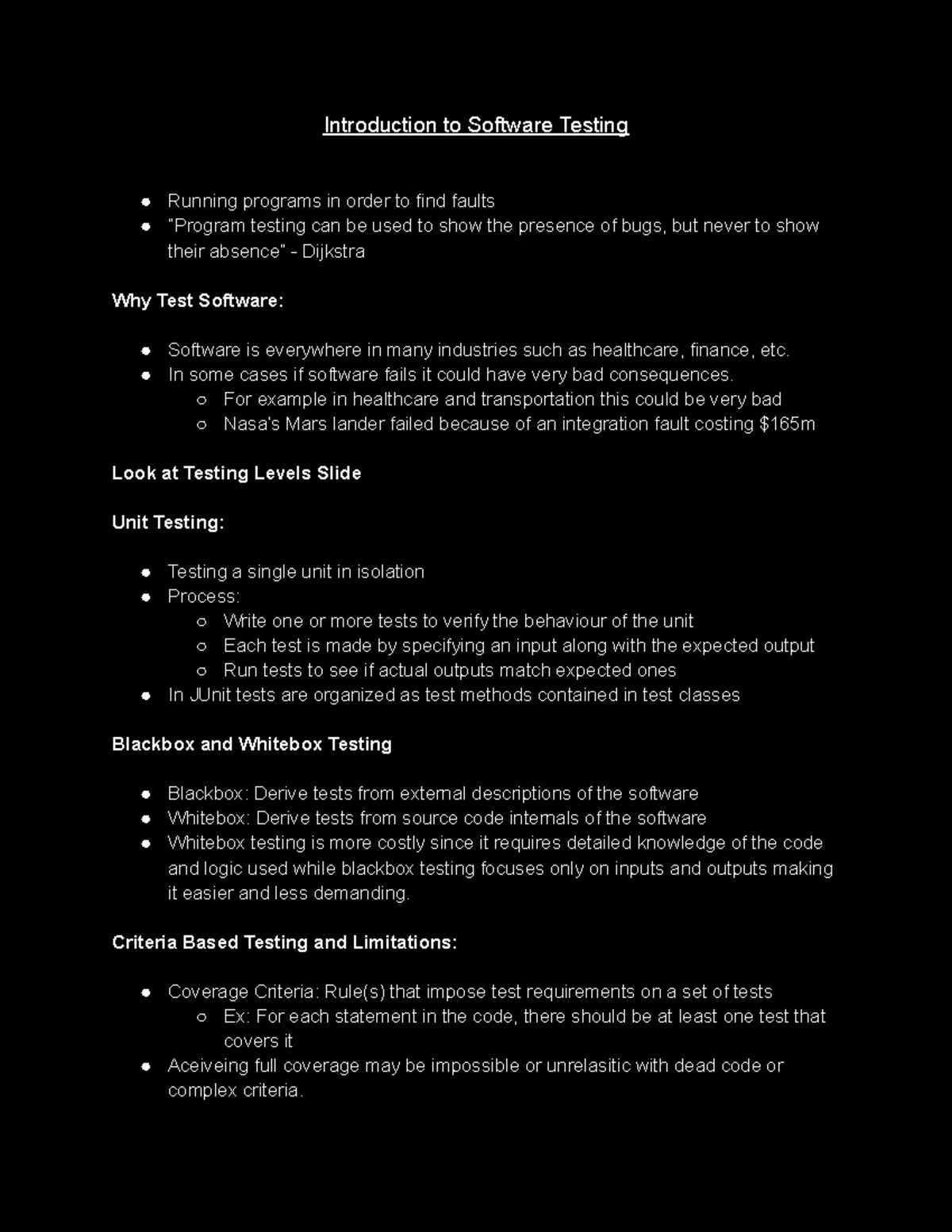 Software Testing (CS101): Understanding Testing Levels and Automation ...