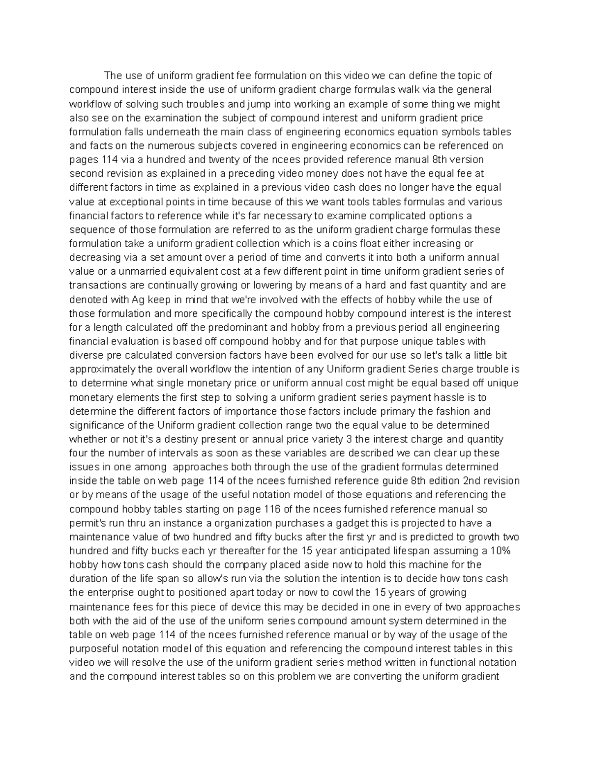 Economics ENGR-2308 Gradient Payment Formulas chapter 2 - The use of ...