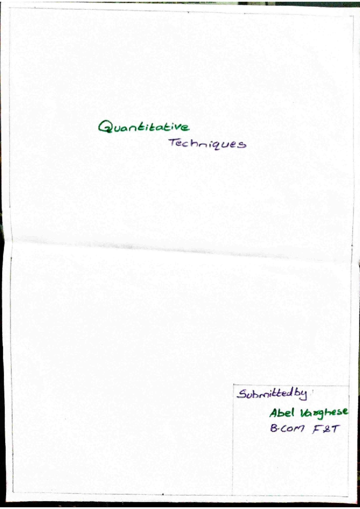 B.COM FST Quantitative Techniques Assignment: Correlation & Regression Analysis - Studocu
