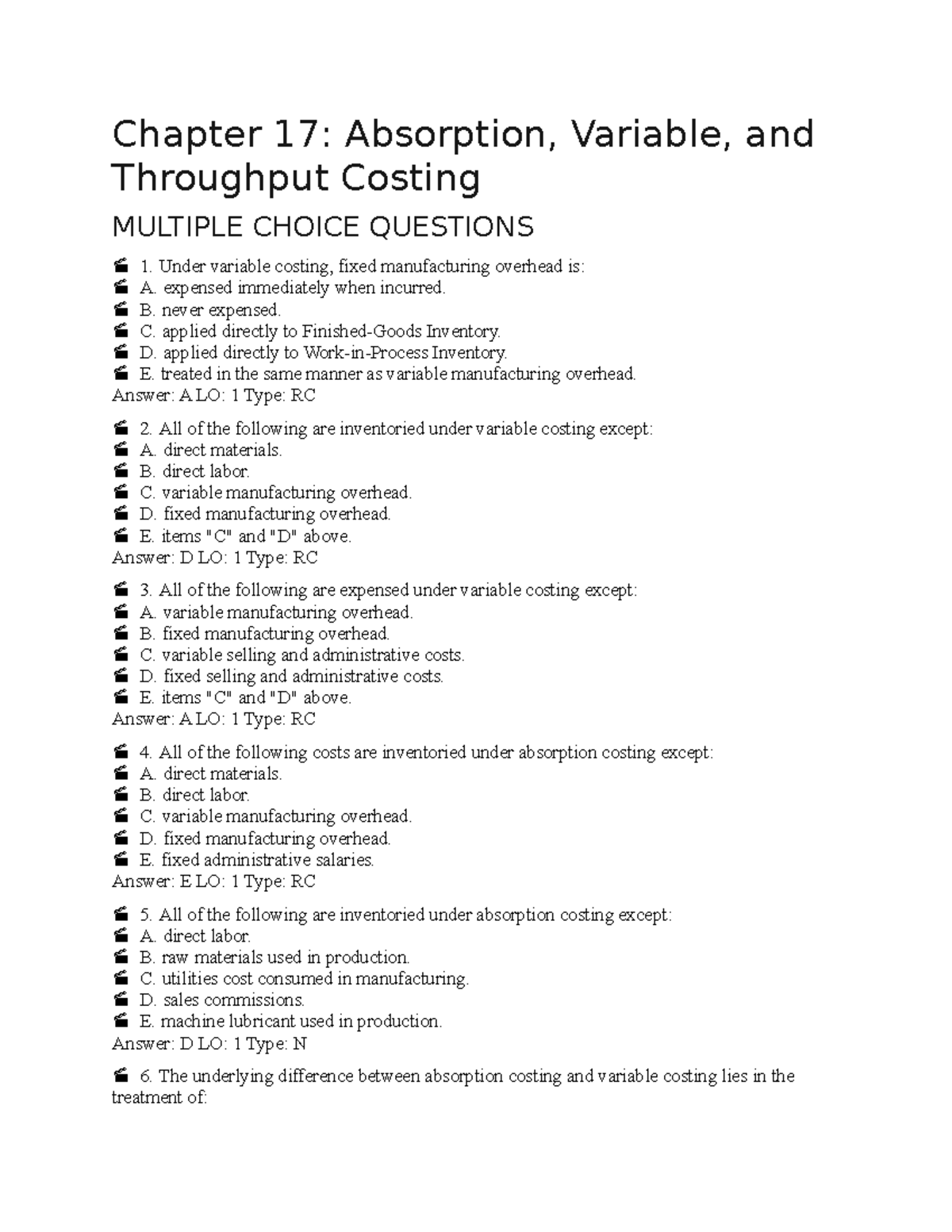 CVP and Absorption Costing Quiz: Understanding the Concepts and ...