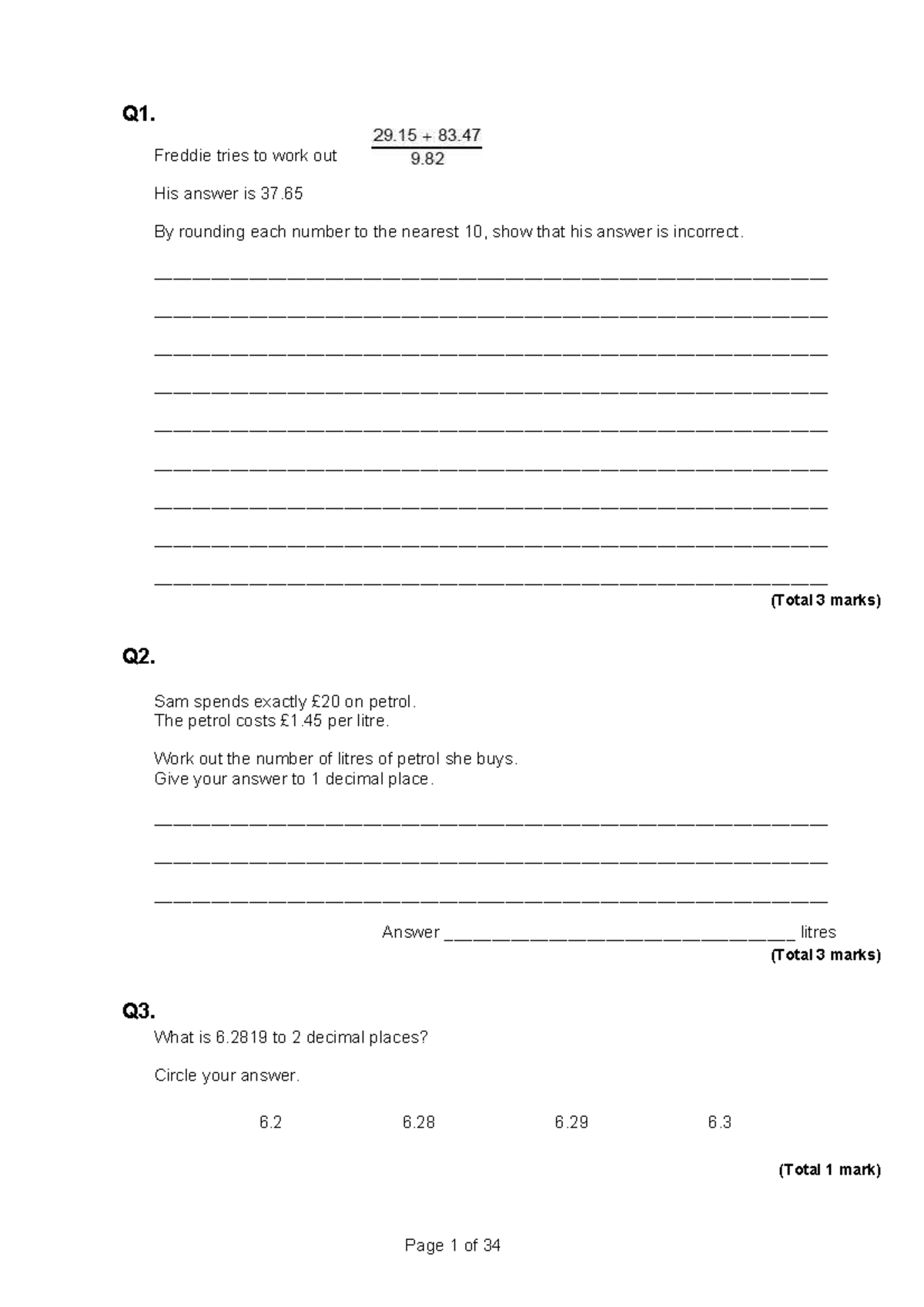 Year 8 Maths Revision: End of Autumn Term Test - Studocu