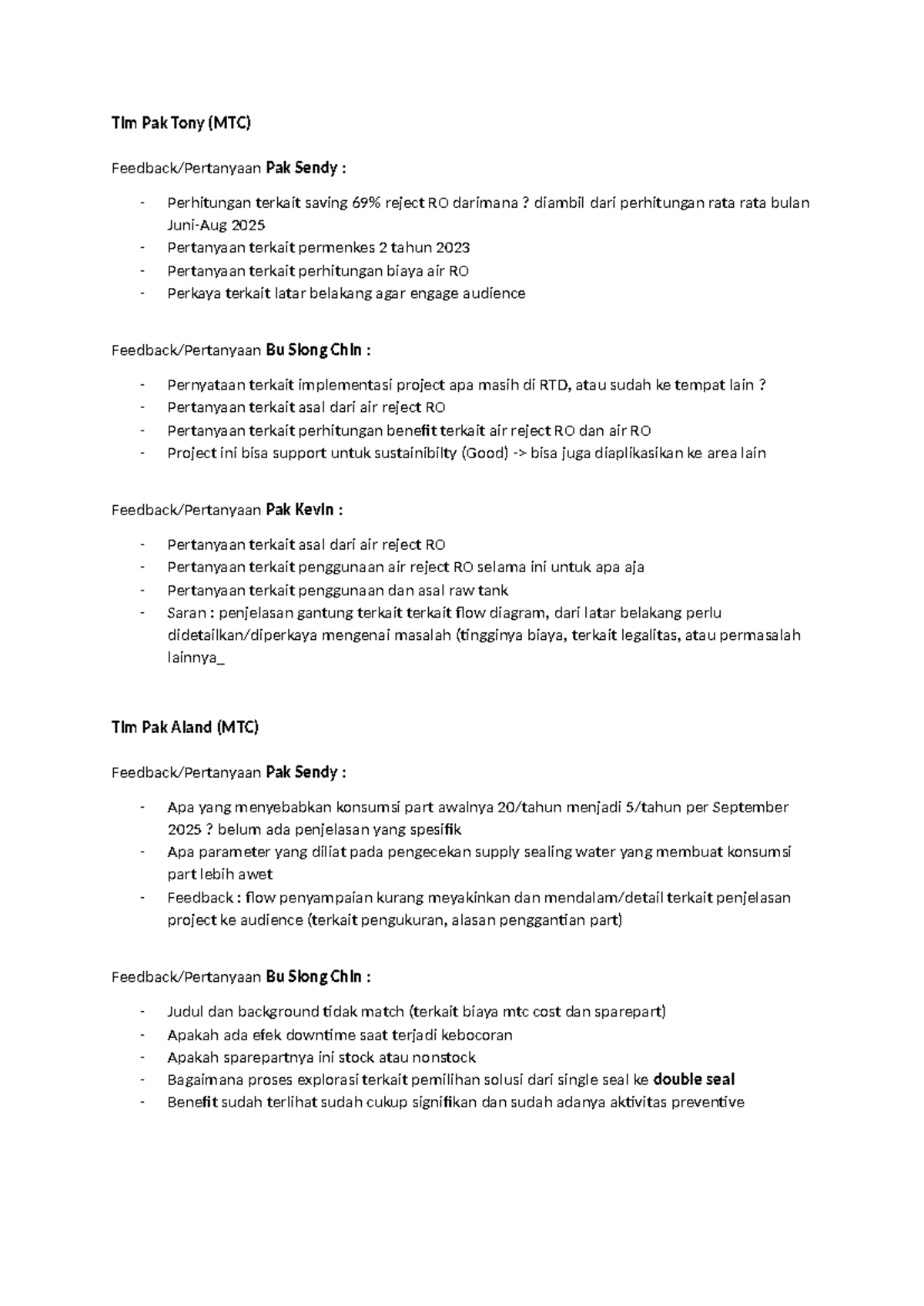SJA ICON - Summary Notes on RO Water Management and Project ...