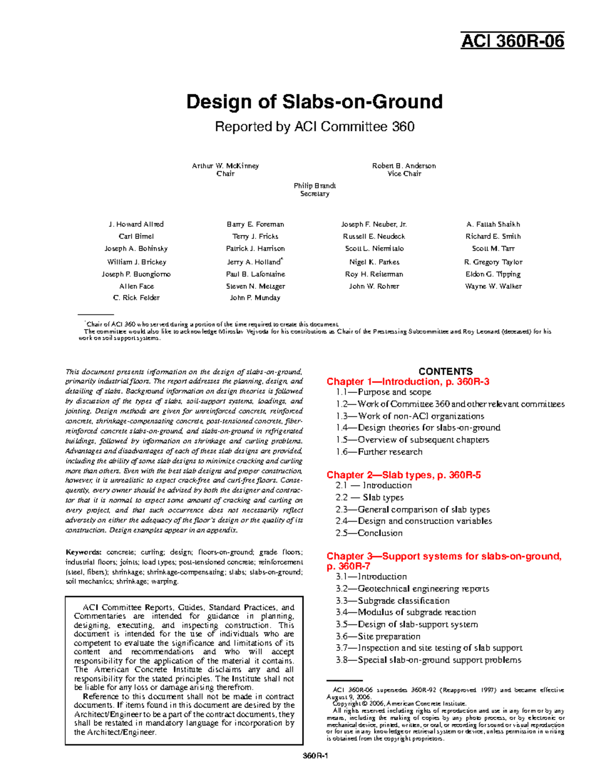ACI 360R-06 Guide to Slab-on-Ground Design and Analysis - Studocu