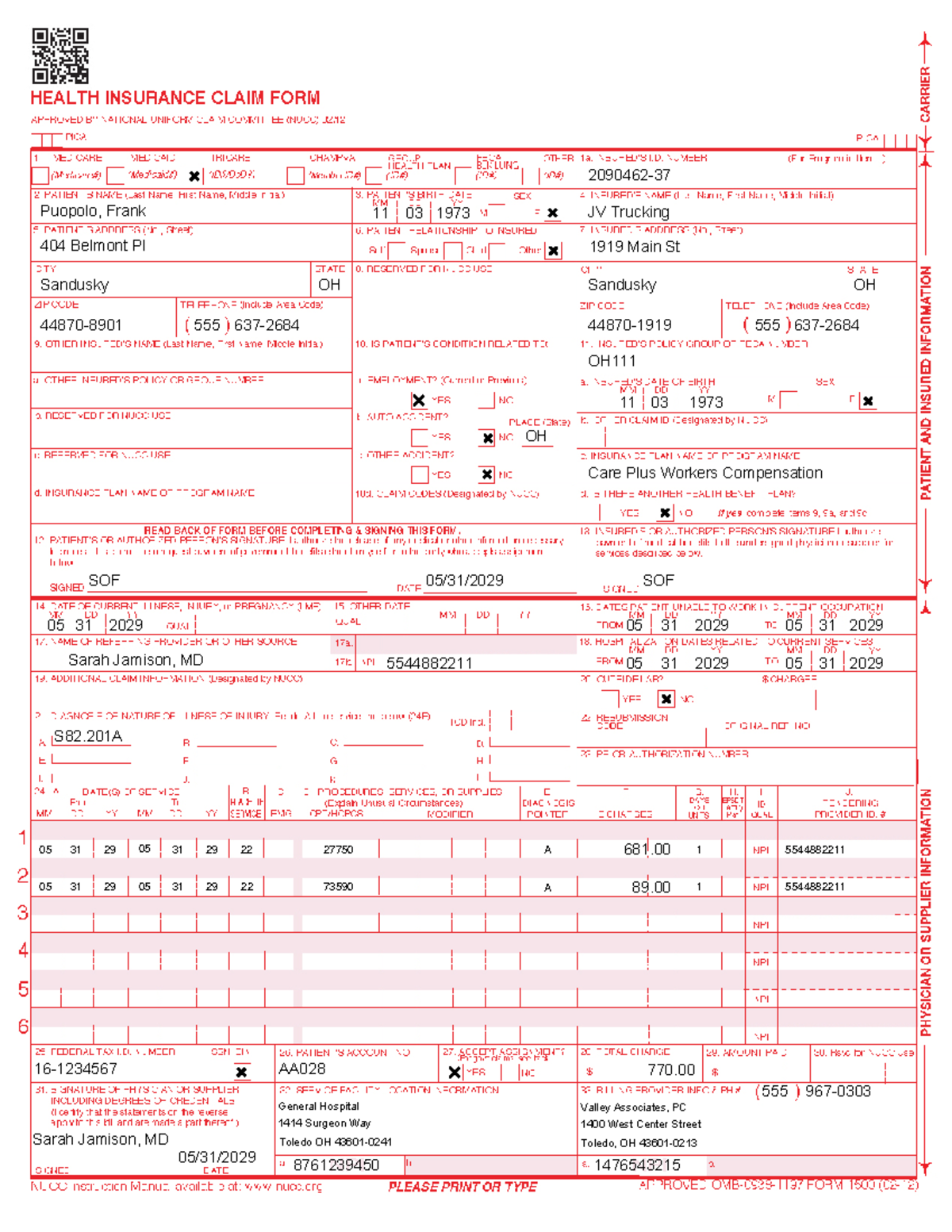 Revised Title: Case Study 12.1: Frank Puopolo - Medicare Claim ...