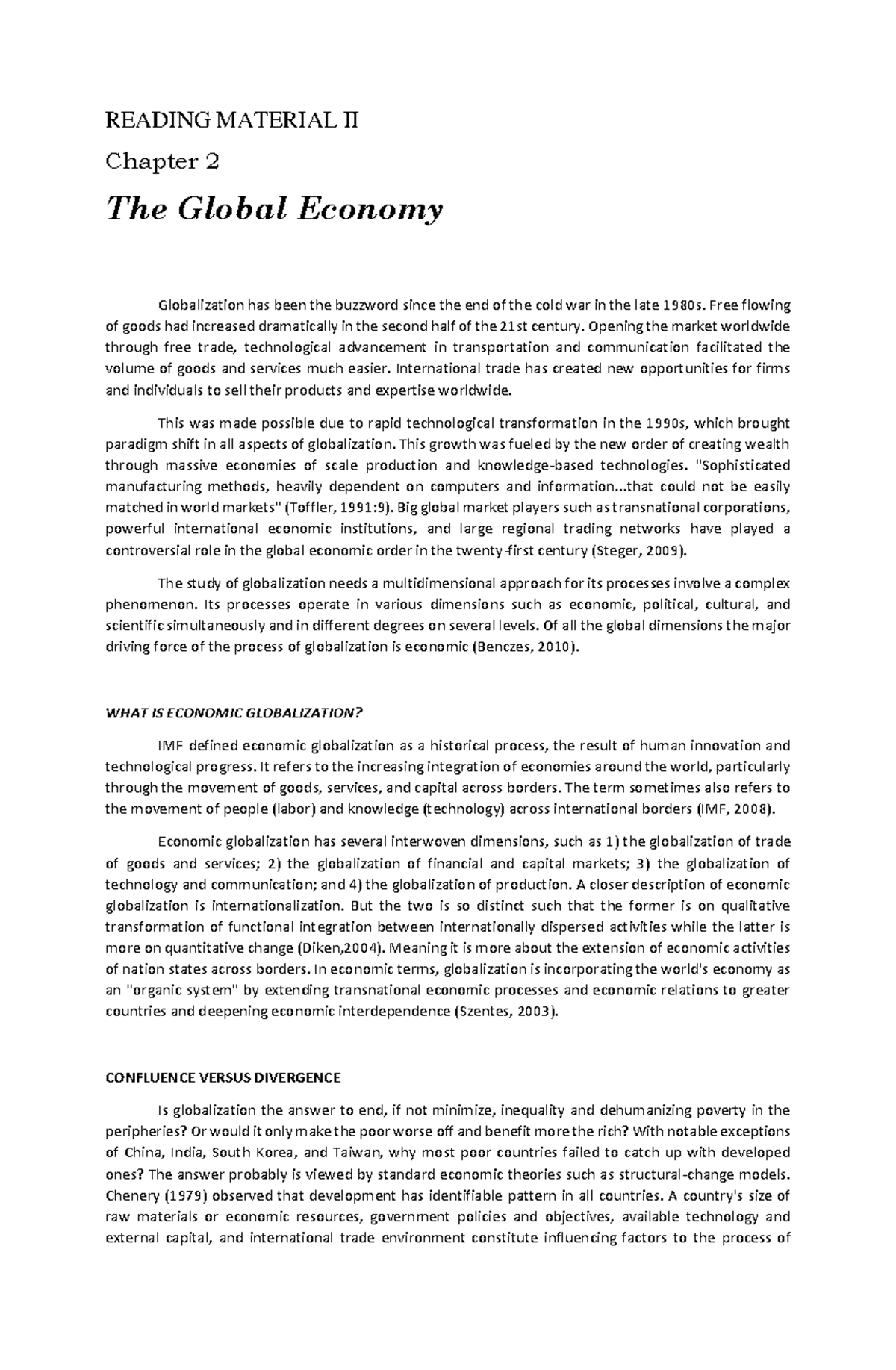 CW Material II: Understanding the Global Economy and Its Dynamics - Studocu