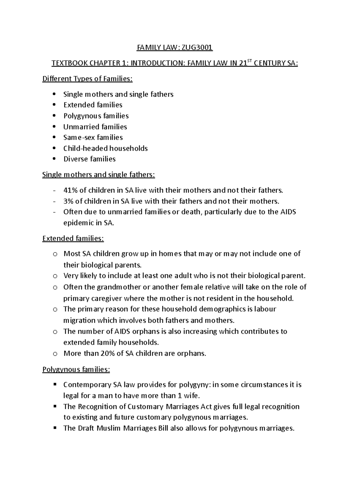 Family Law Overview: Types of Families and Legislation (ZUG) - Studocu