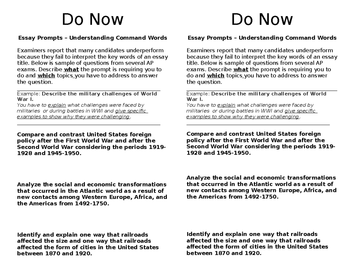 Command Prompt - Do Now - Do Now Essay Prompts – Understanding Command ...