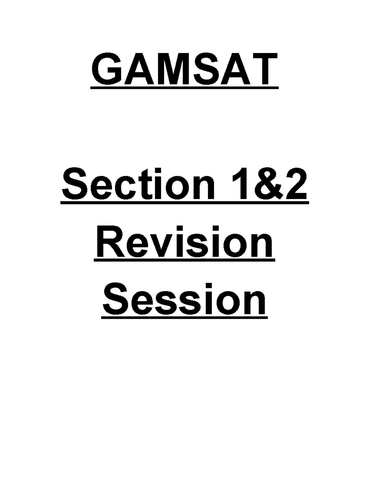 GAMSAT Preparation Guide: Section 1 & 2 Strategies and Tips - Studocu
